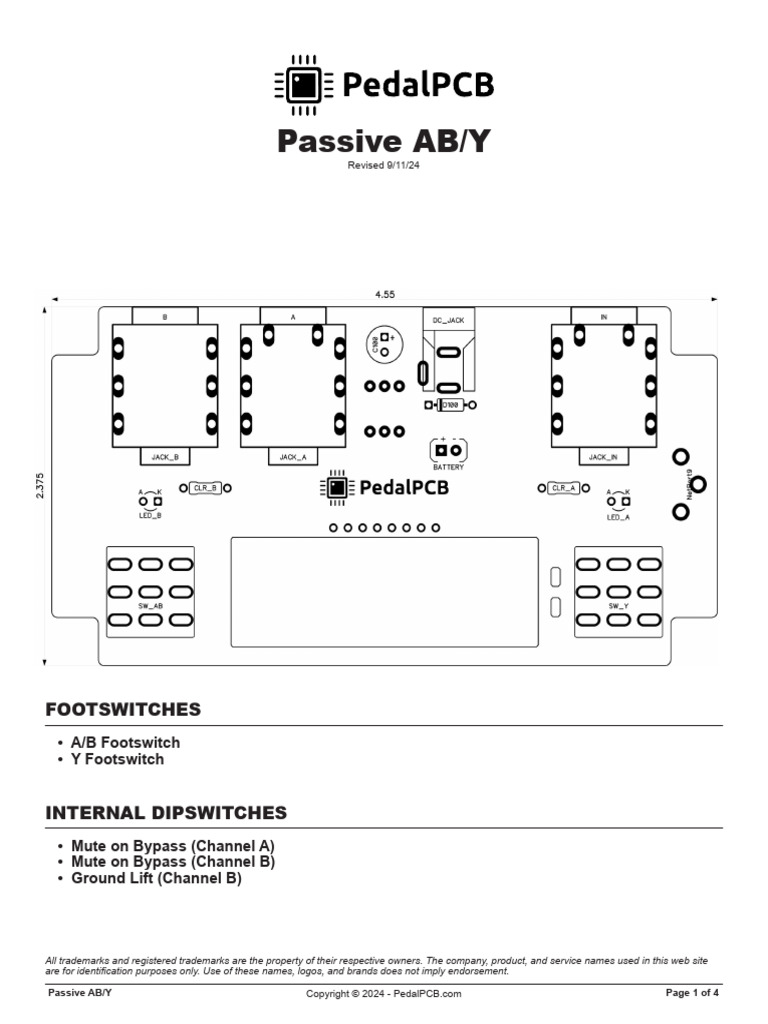 PassiveABY PedalPCB | PDF | Electric Power | Electronics