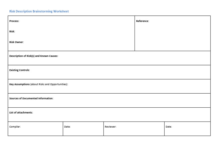 VI-405012-FM-2 Risk Description Brainstorming Sheet | PDF