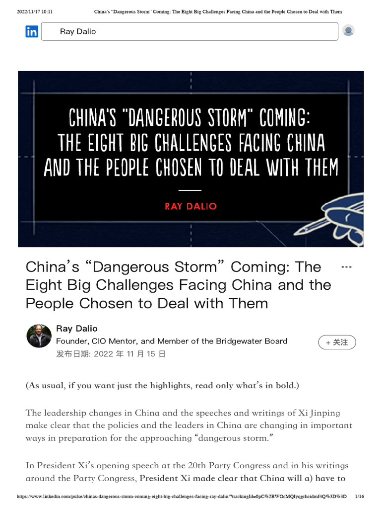 China's "Dangerous Storm" Coming - The Eight Big Challenges Facing China and The People Chosen ...