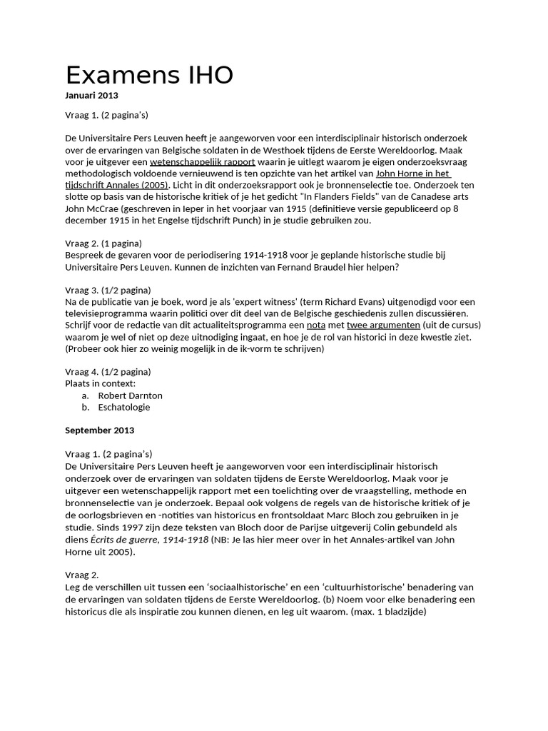 Examenvragen IHO 2013-2018 | PDF