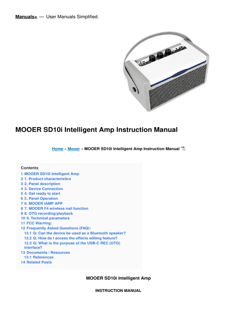 Mooer SD10i Intelligent Amp Manual | PDF | Electromagnetic Interference ...