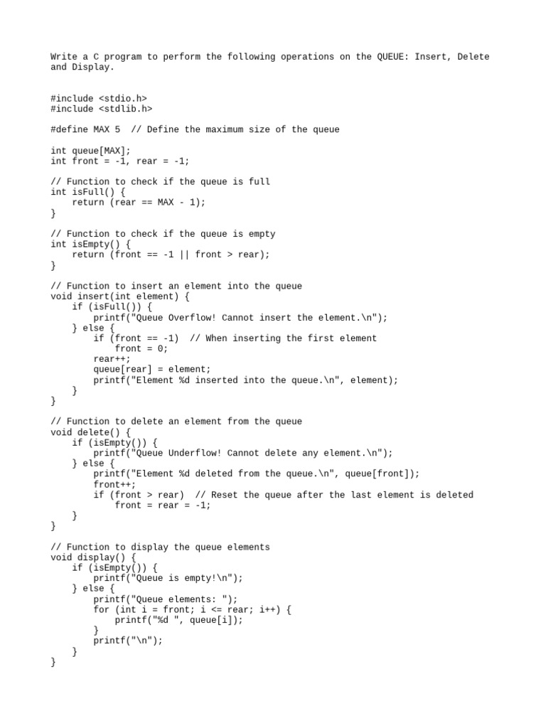 Write a C program to perform the fo | PDF Write a C program to perform the fo | PDF