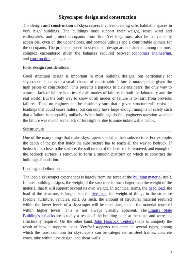 Reading Comprehension Skyscraper Design | PDF | Civil Engineering ...