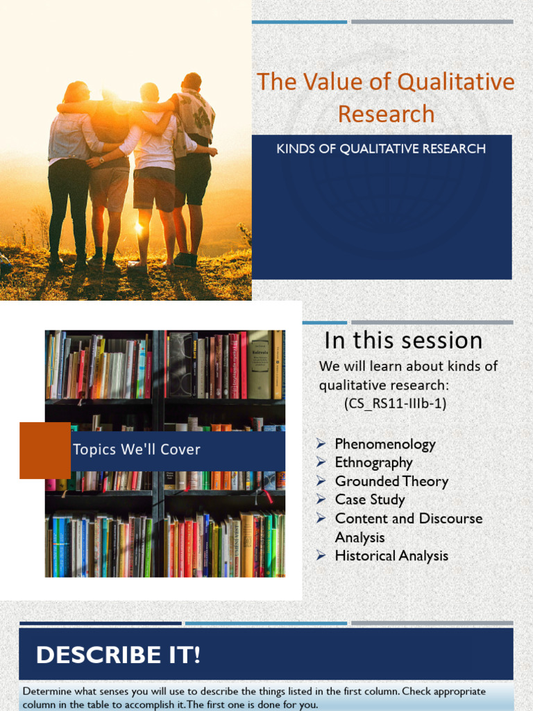 Practical Research I Session 9 Kinds of Qualitative Research | PDF ...