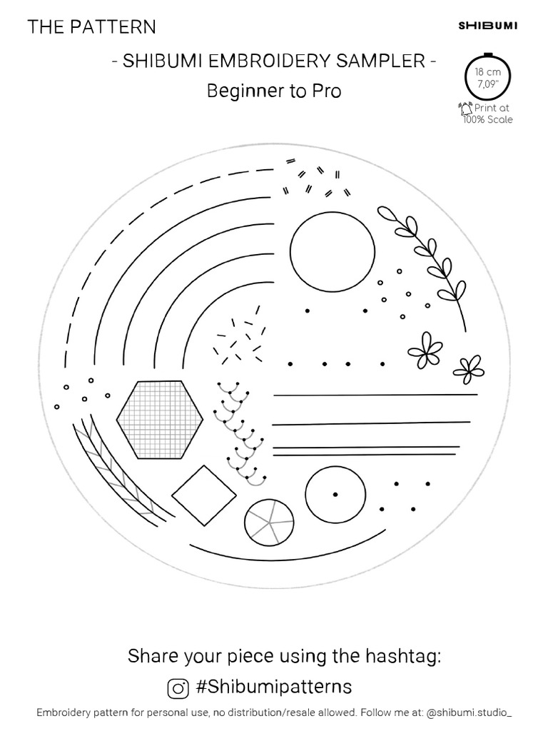 Shibumi Embroidery Sampler Pattern | PDF