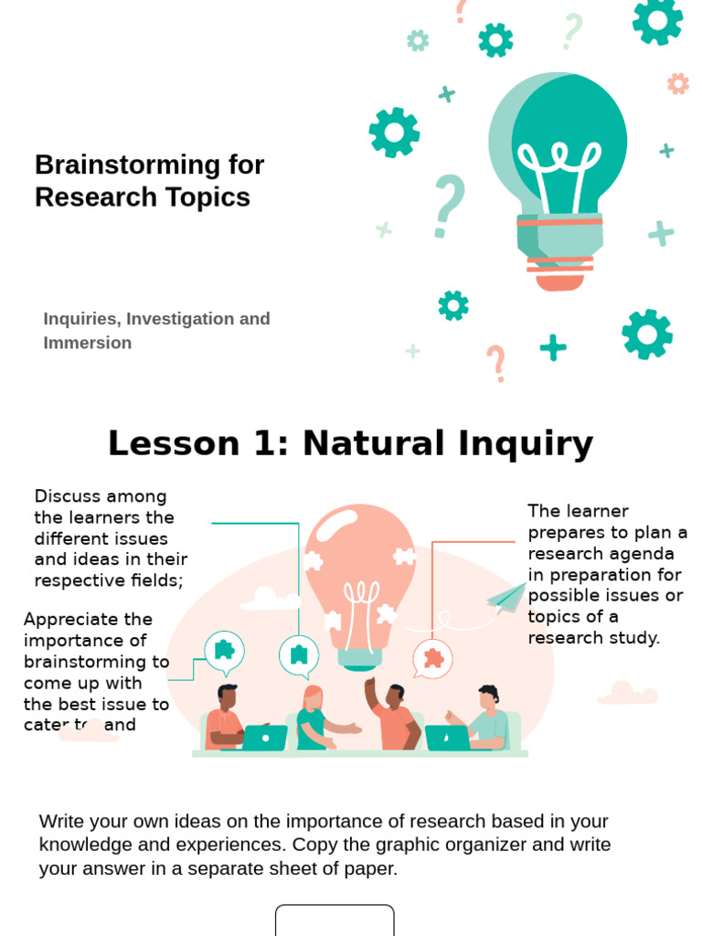 Brainstorming Lesson 1 Inquiry | PDF | Quantitative Research ...