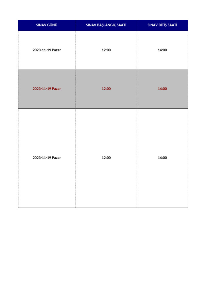 2023 2024 Guz Donemi Vize Sinavi All List | PDF
