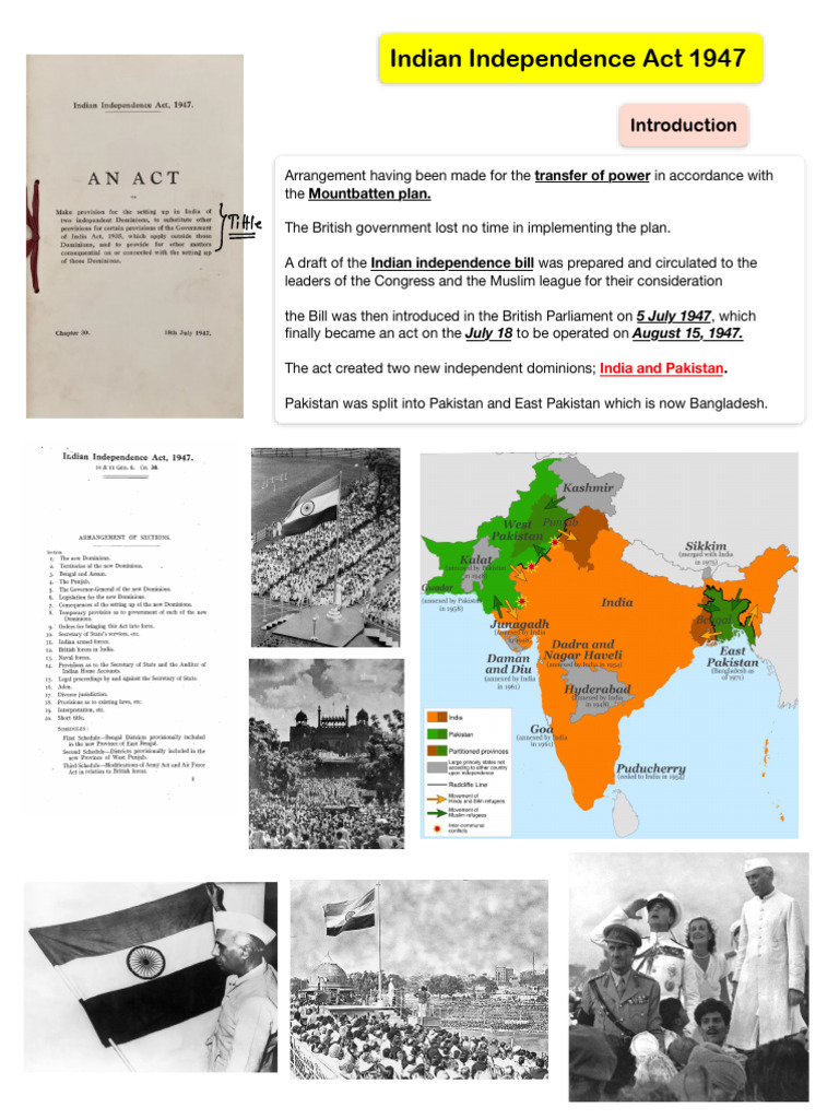 Indian Independence Act Overview | PDF | Partition Of India | Government