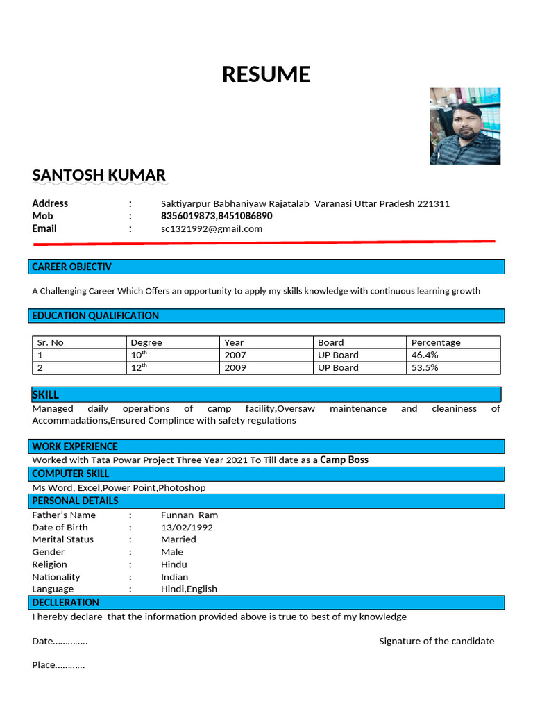 Santosh Kumar Resume | PDF