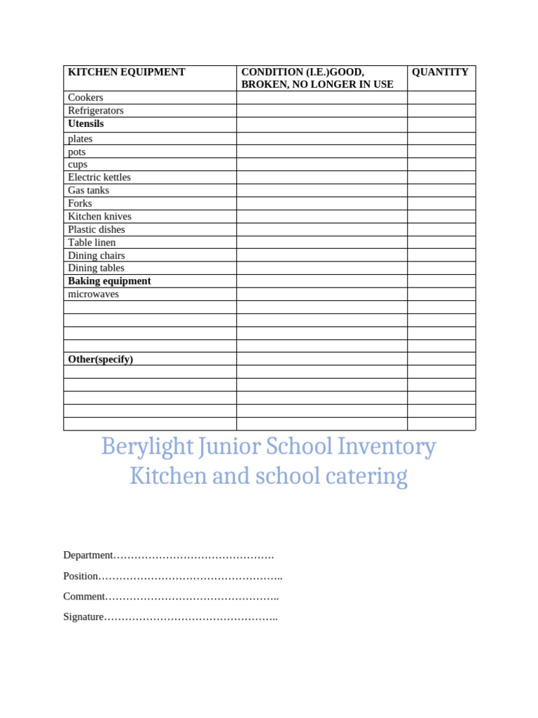 Kitchen Equipment | PDF