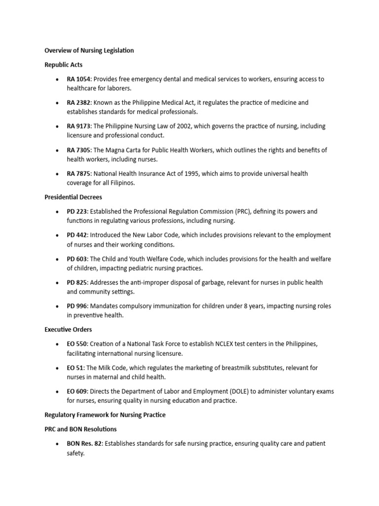 Overview of Nursing Legislation | PDF | Nursing | Health Care