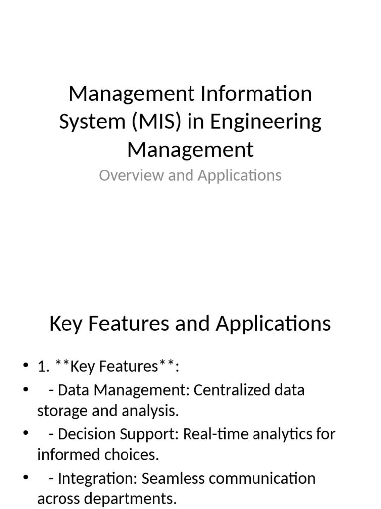 Mis In Engineering Management Pdf