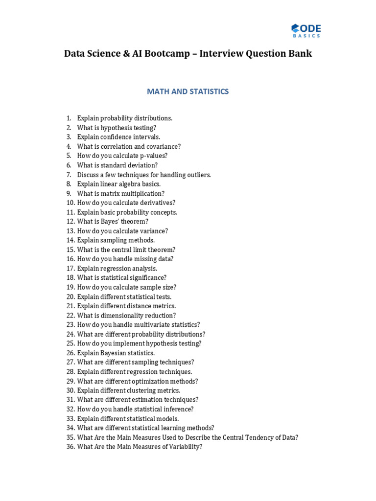 Math and Stats DS Questions | PDF