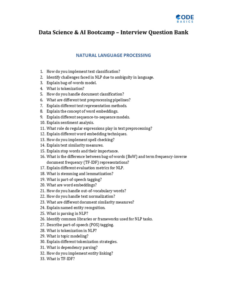 NLP DS Questions | PDF
