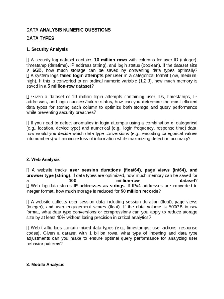 DATA ANALYSIS NUMERIC QUESTIONS(1) | PDF | Data Type | Mean
