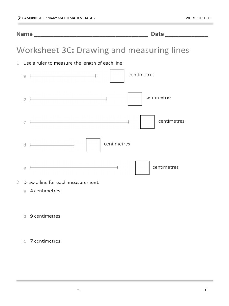 Primary Math Line Measurement Worksheet | PDF