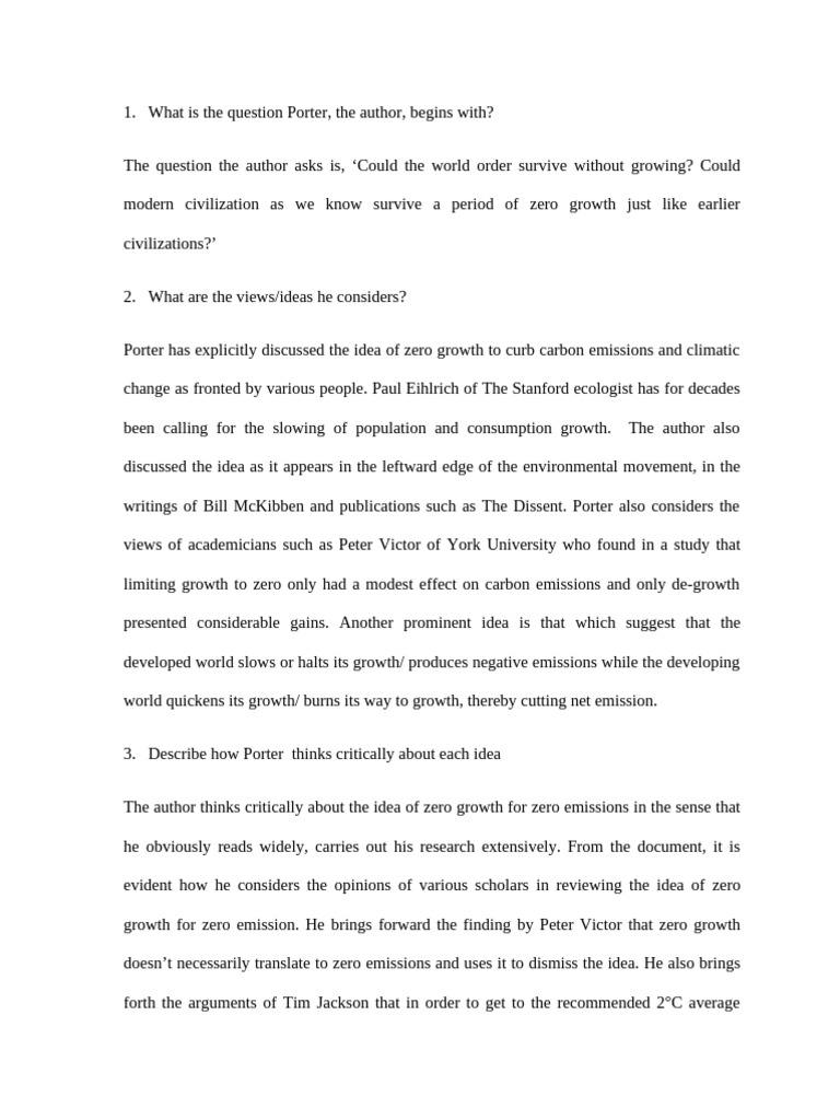 porter | PDF | Environmental Issues | Economies