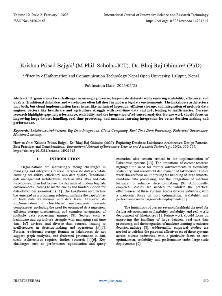 Exploring Database Lakehouse Architecture Design Patterns: Best Practices and Considerations ...