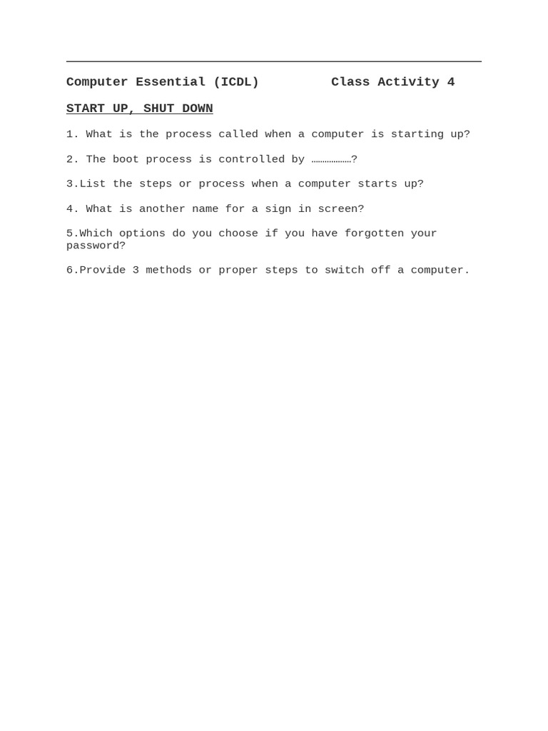 Computer Essentails Class Activity 4 | PDF