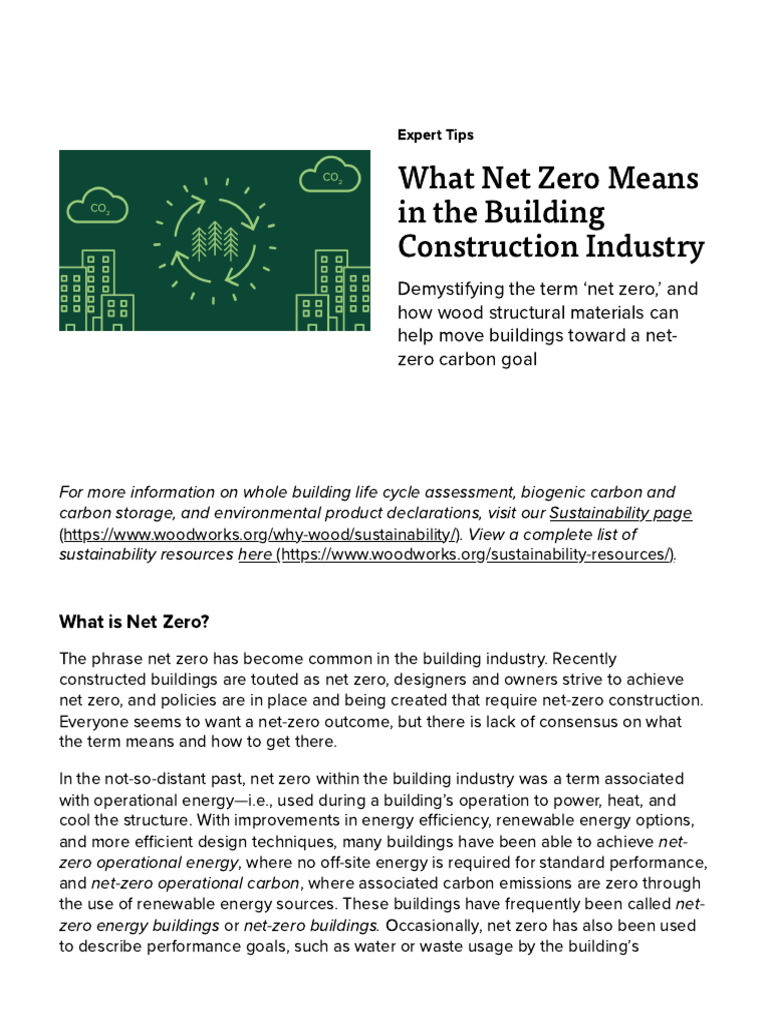 Net Zero in Building Construction Explained | PDF | Climate Change ...