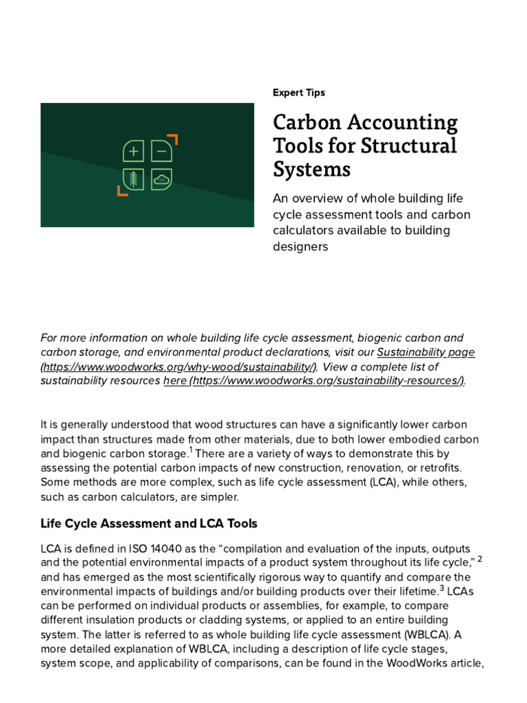Carbon Accounting Tools for Buildings | PDF | Life Cycle Assessment ...
