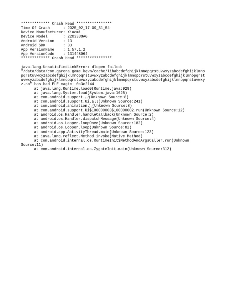 Xiaomi 220333QAG Crash Report | PDF