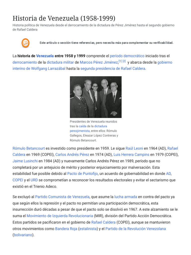 Historia de Venezuela (1958-1999) - Wikipedia, La Enciclopedia Libre ...