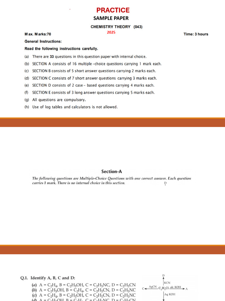 Practice Sample Paper Class 12 | PDF