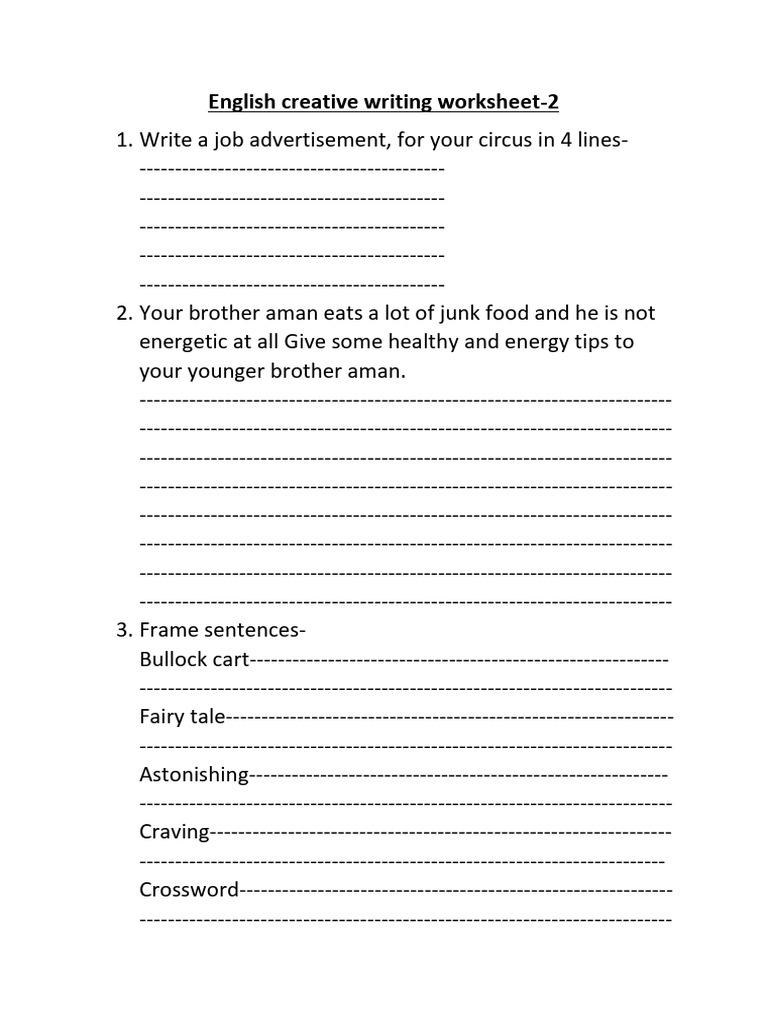 Creative Writing Worksheet for Kids | PDF