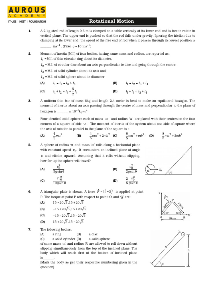 Physics Mechanics Problems | PDF | Rotation Around A Fixed Axis | Classical Geometry