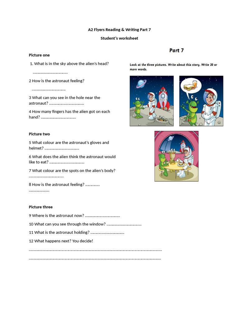 A2 Flyers Writing - Student's Worksheet | PDF