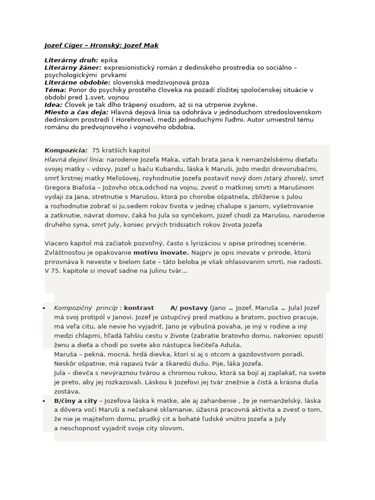 Jozef Cíger Hronský Jozef Mak | PDF