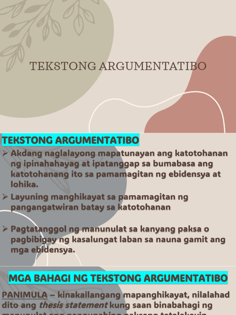 Tekstong Argumentatibo | PDF