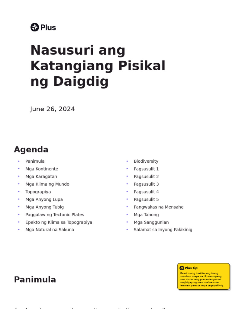 AP 8 Q1 1 WK1 Nasusuri Ang Katangiang Pisikal NG Daigdig | PDF