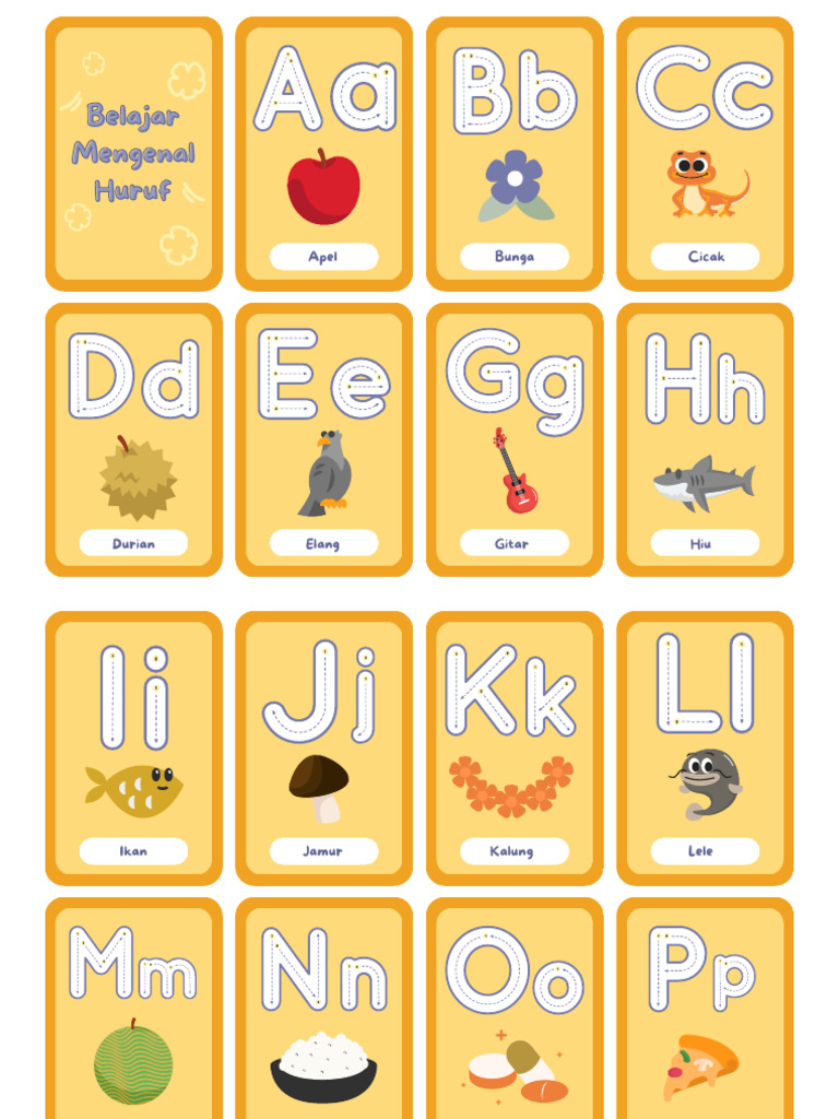 Colorful Bold Illustrative Alphabet Flashcard | PDF