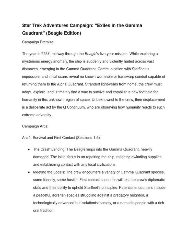 Star Trek Adventures Campaign - Exiles in The Gamma Quadrant - (Beagle ...