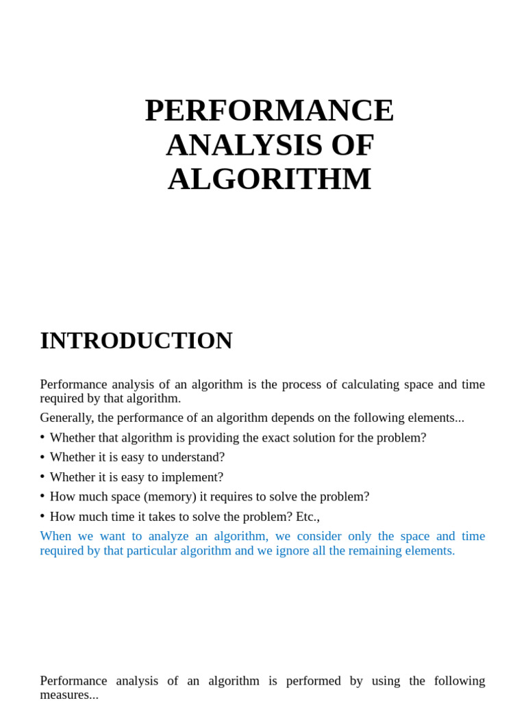 Performance Analysis Space Complexity Pdf Integer Computer