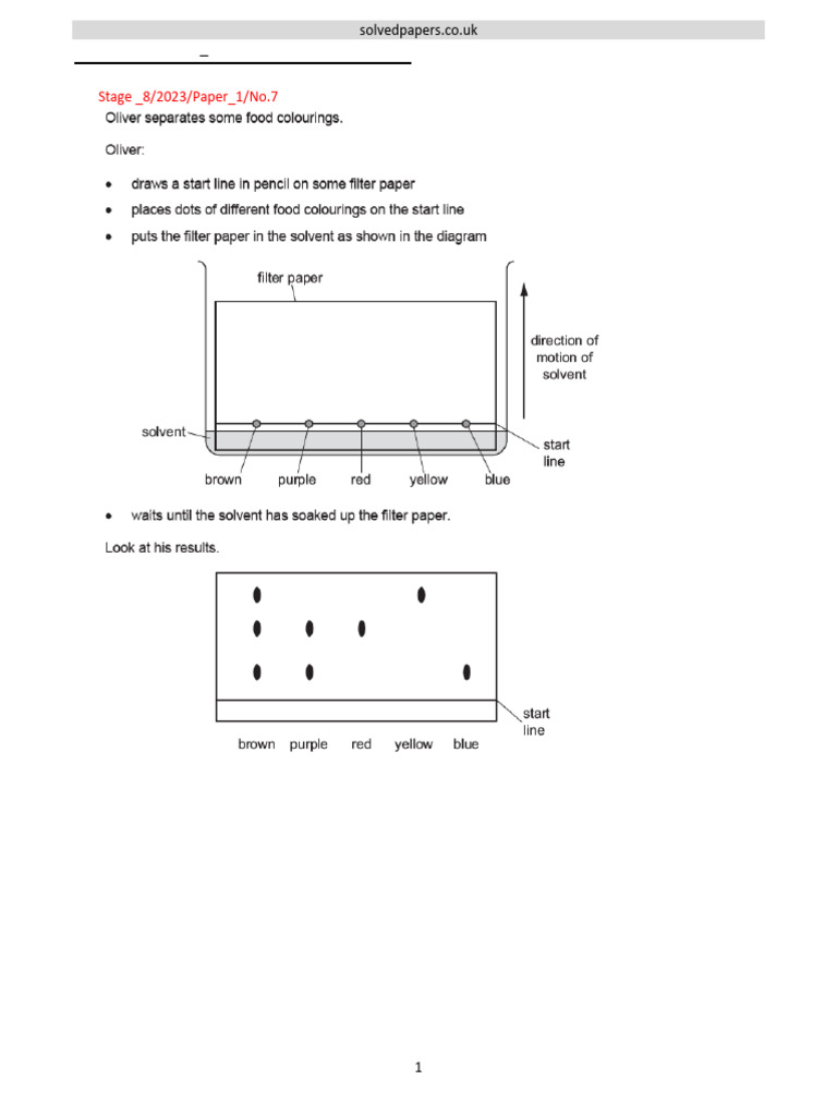 2023 2 Chromatography Checkpoint Sec 1 Chemistry Progression Stage 8 | PDF