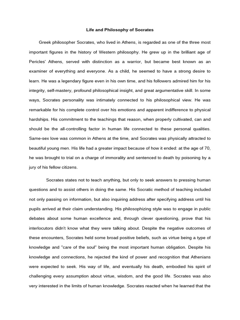 Life and Philosophy of Socrates | PDF | Socrates | Liberal Arts Education