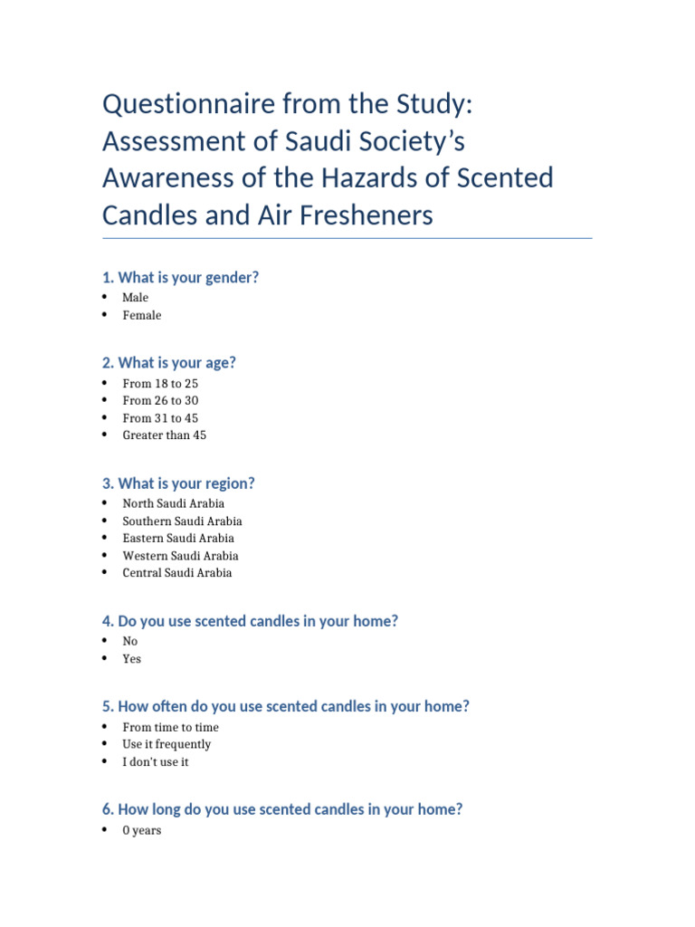Saudi Awareness of Scented Candle Risks | PDF