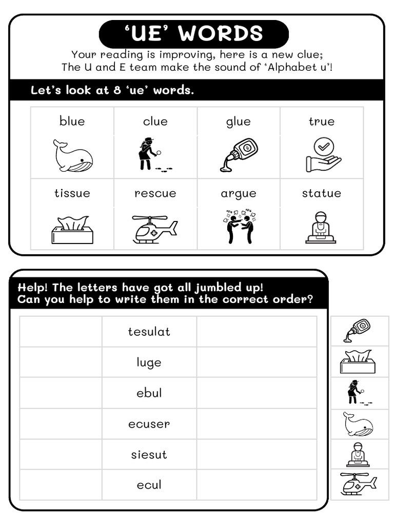Fun 'UE' Words for Kids | PDF