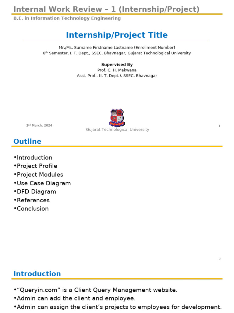 Sample - PPT - Internship - Project New 2025 | PDF | Microsoft Sql Server | Application Software