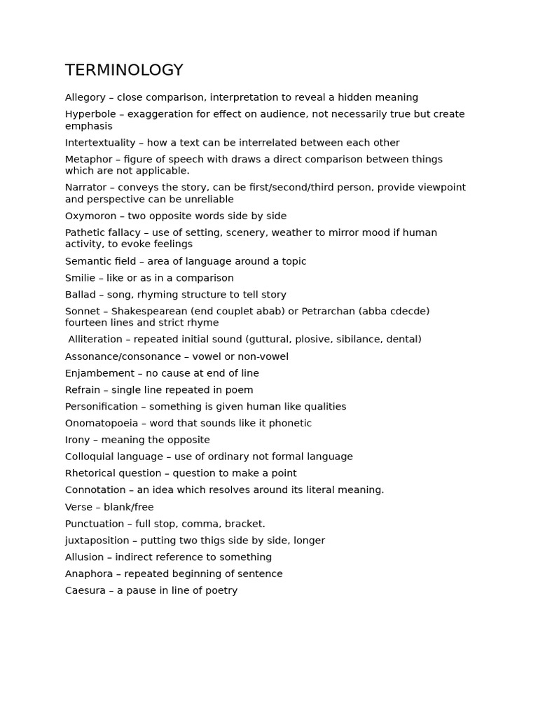 Poetic Devices and Literary Terms | PDF