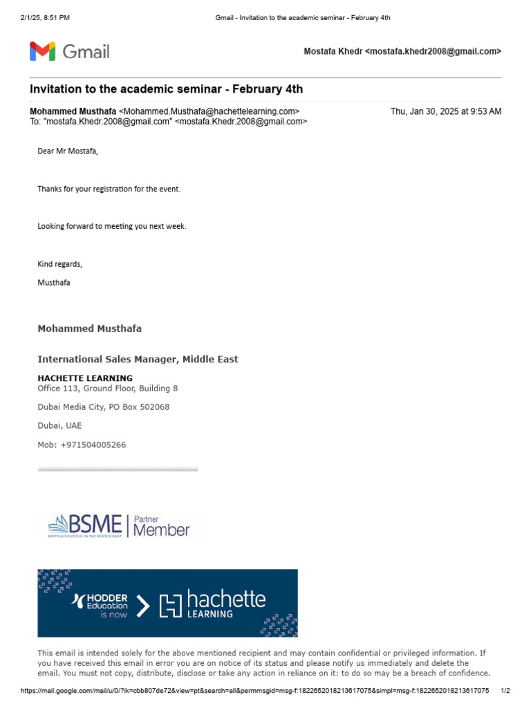 Gmail - Invitation To The Academic Seminar - February 4th | PDF | Gmail ...