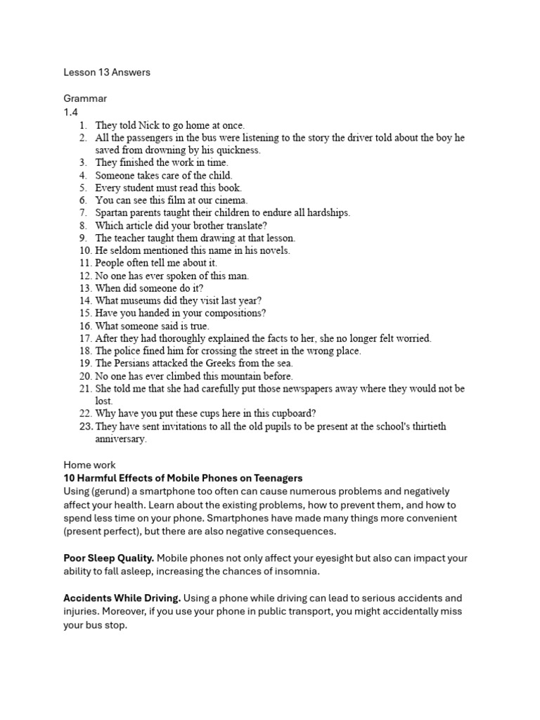 Lesson 13 Answers | PDF