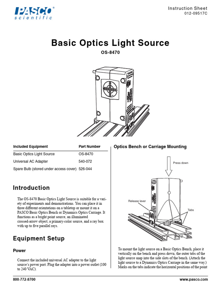 Basic Optics Light Source MNL OS 8470 | PDF | Optics | Incandescent Light Bulb