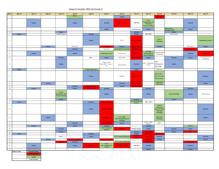 Annual-Calendar Grade-1 Rev | PDF | Festival | Religious Festivals