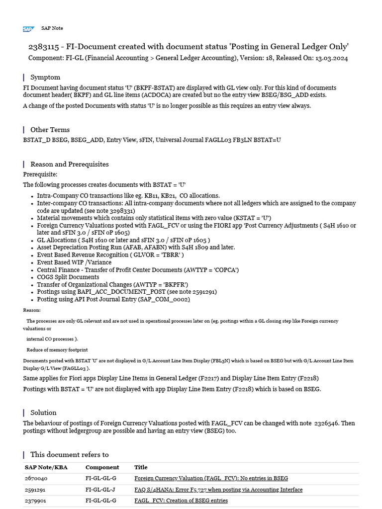 FI Document Status 'U' in GL Posting | PDF | Economies | Business