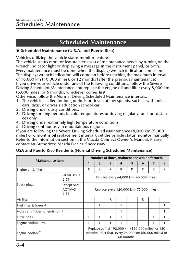 2022 Mazda3 Schedule Maintenance | PDF | Brake | Tire