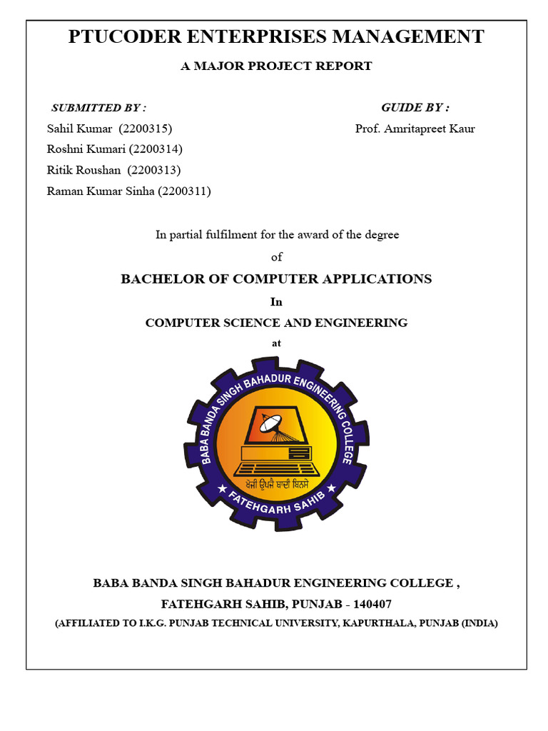 PEM MajorProject (1st, 2nd Page) !! | PDF
